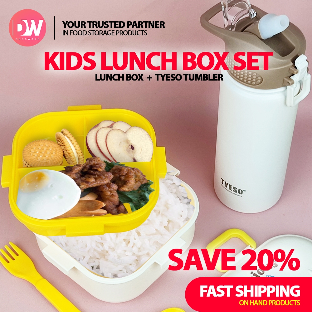 TYESO Insulated Stainless Tumbler with Straw 530ML + Bento Lunch Box ...