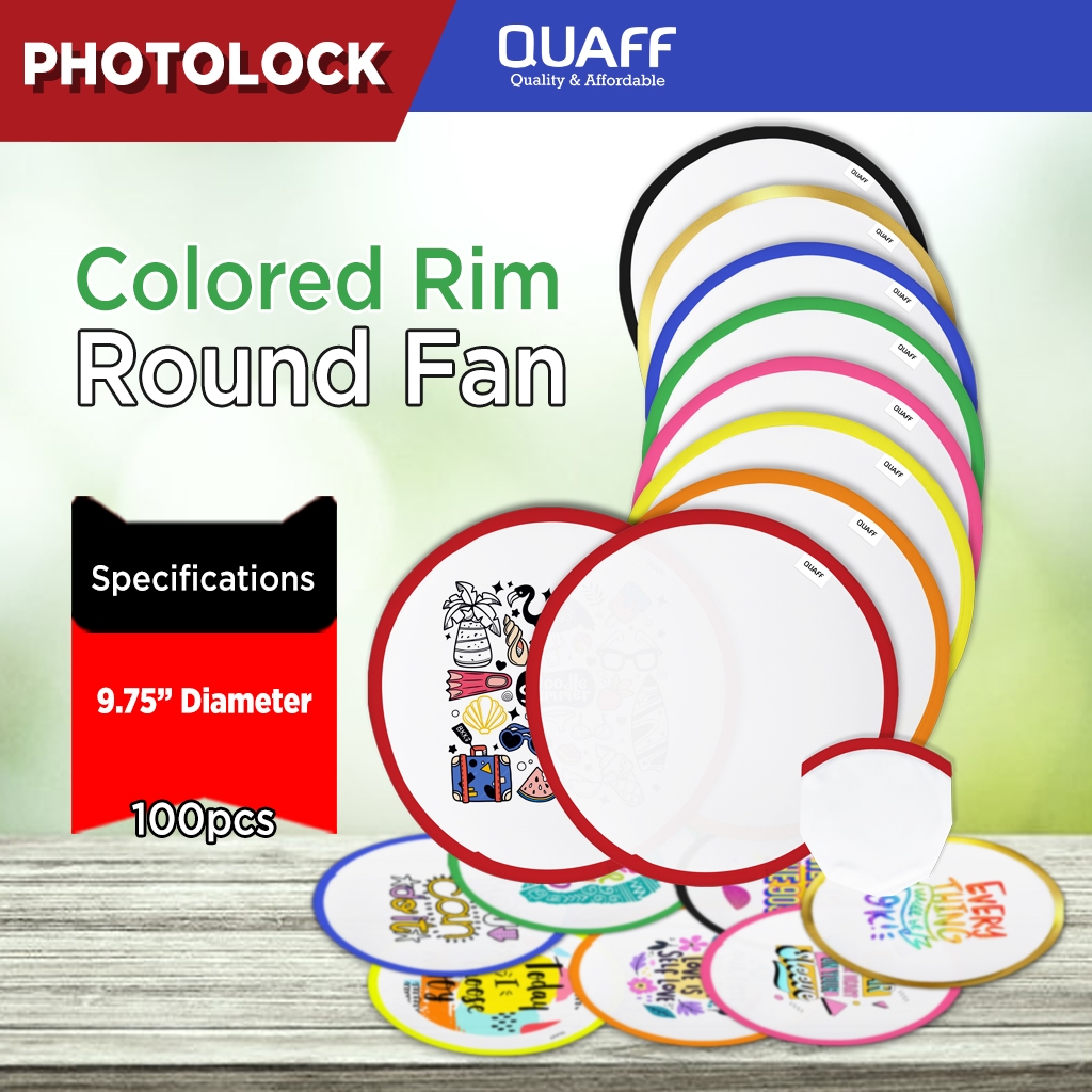 100 Pcs Blank Printable Foldable Round Fan Full Color & Rim Hand ...