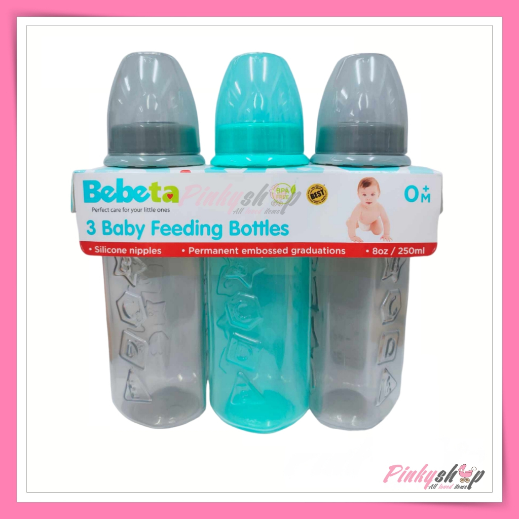 BEBETA TRIANGLE FEEDINBG BOTTLES 8OZ/240ML FOR BABY PACK OF 3 | Shopee Philippines