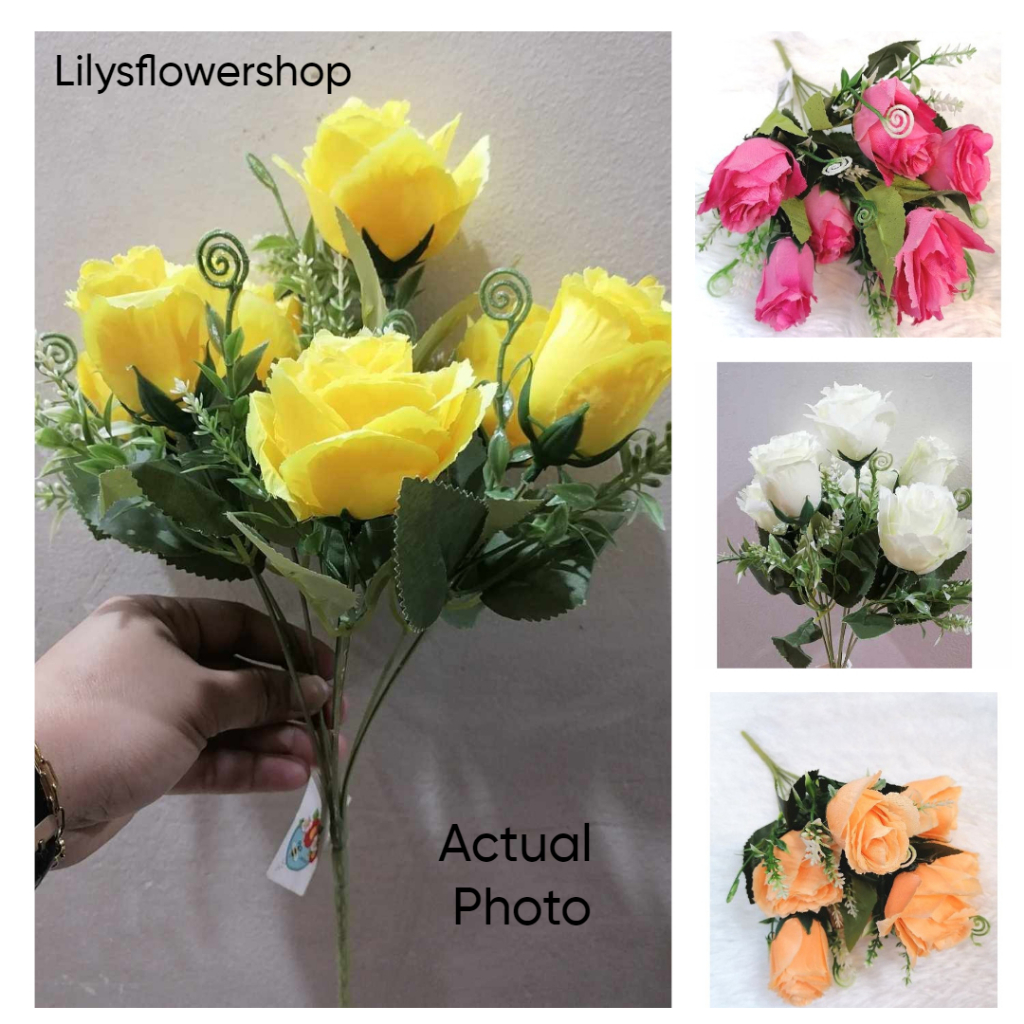 7heads Artificial Bunch Idole Rose Fake Roses for Home Decor Wedding ...