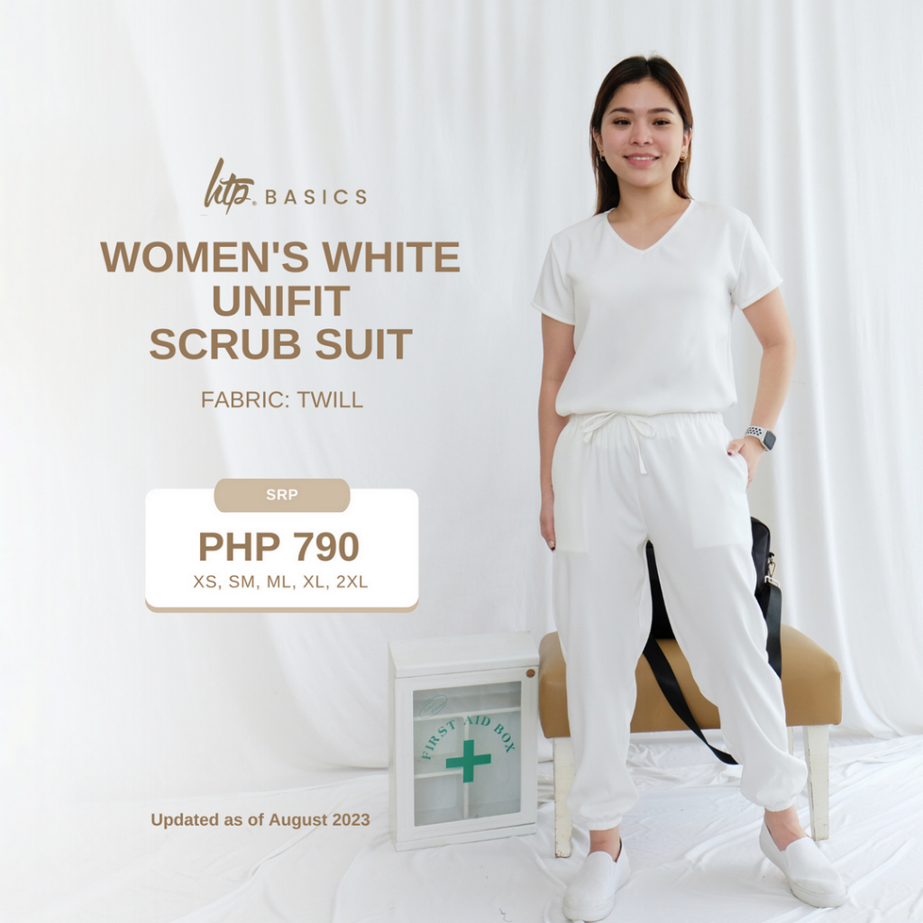 HTP Basics Women's WHITE UNIFIT Scrub Suit | Scrubs for Nurses/Doctors ...