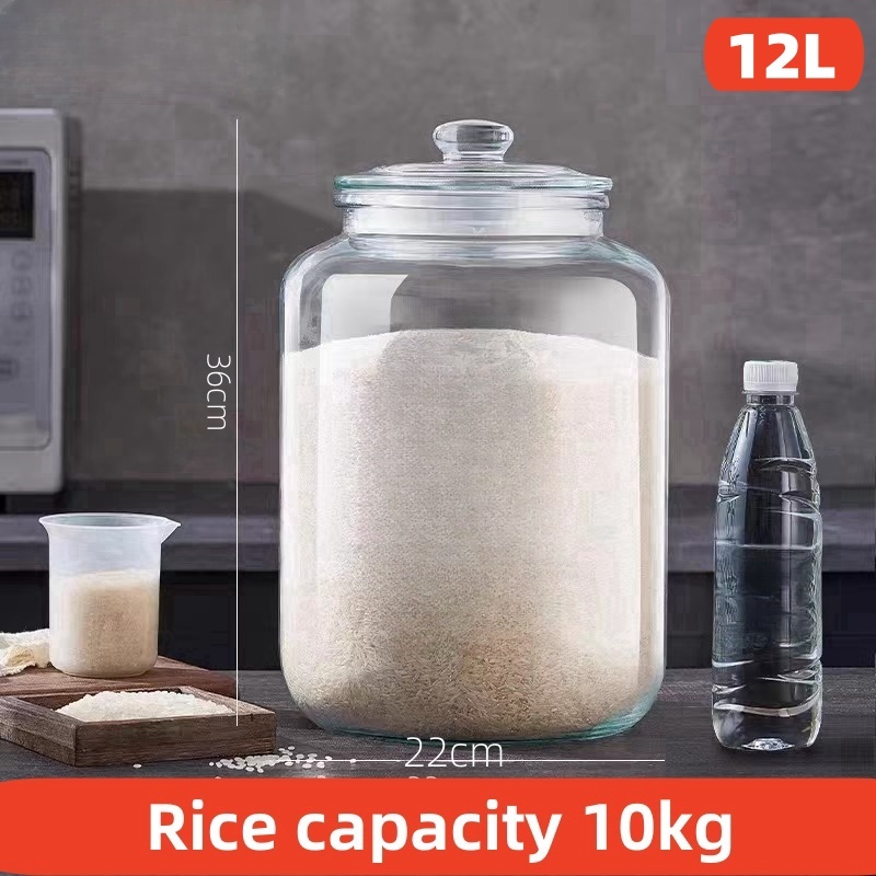 glass rice dispenser 8.5kg/10kg/13.5kg/25kilos big glass jars with lid ...