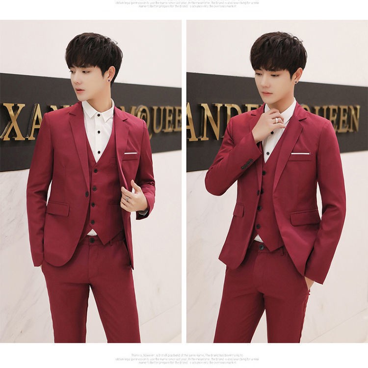 ADO (Local Delive)Suit Men's Three-Piece Suit Men's Full Set of Coat ...