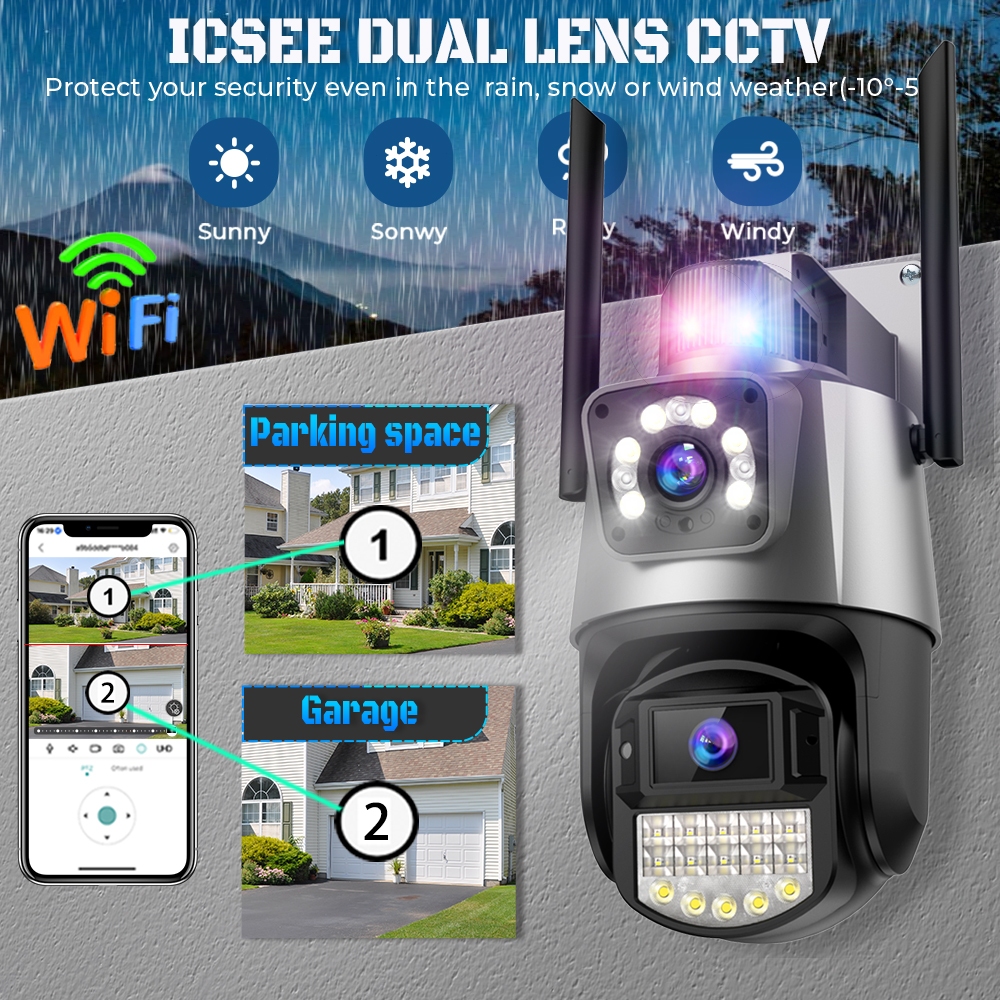 ICSEE HD 4K CCTV Camera Outdoor Wireless Dual Lens Dual Screen IP ...