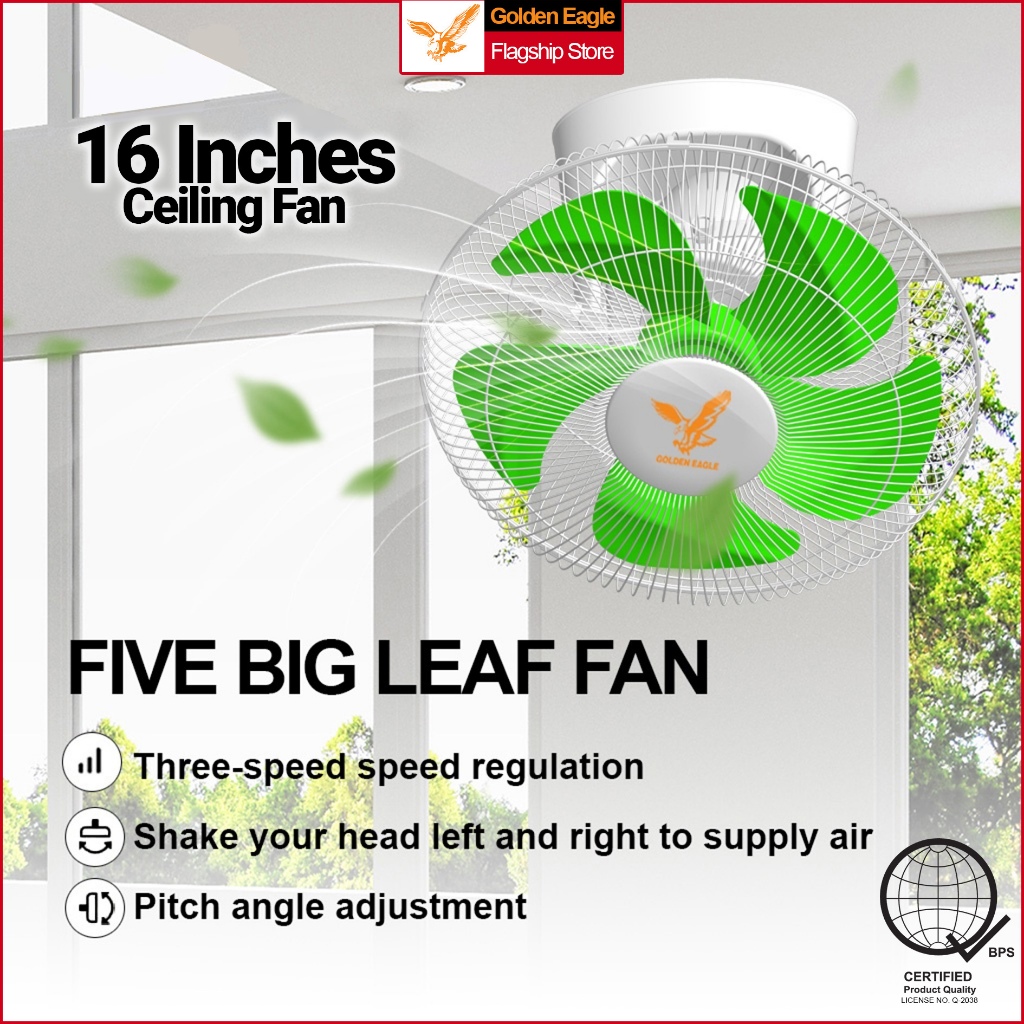 Golden Eagle 16 Inches Electric Ceiling Orbit Fan Five Big Leaf Fans ...