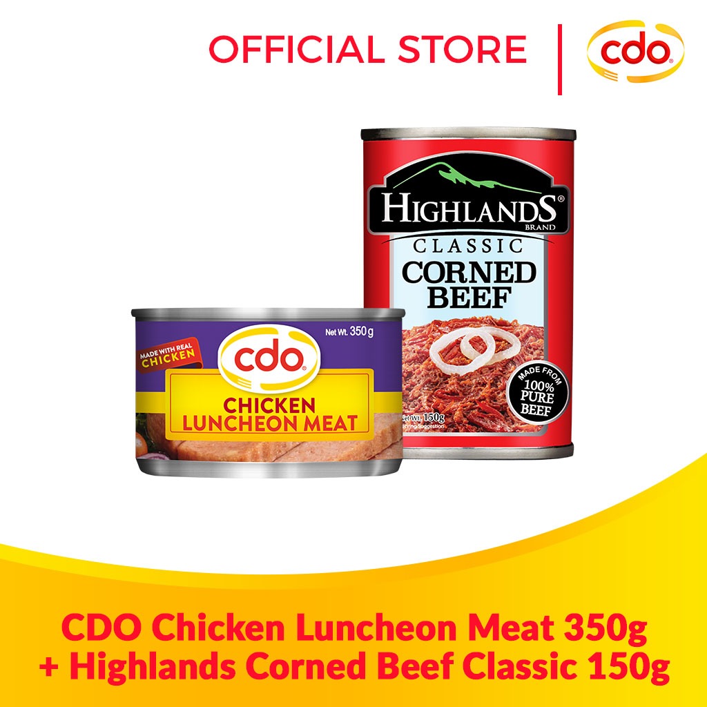 CDO Chicken Luncheon Meat 350g and HIGHLANDS Classic Corned Beef 150g ...