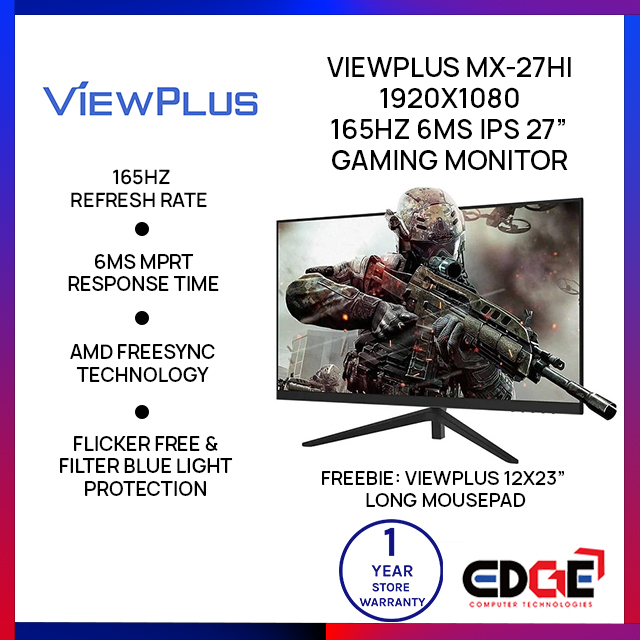 EDGE | VIEWPLUS MX-27HI 165Hz 6ms FHD 1920x1080 IPS 27" Gaming Monitor ...