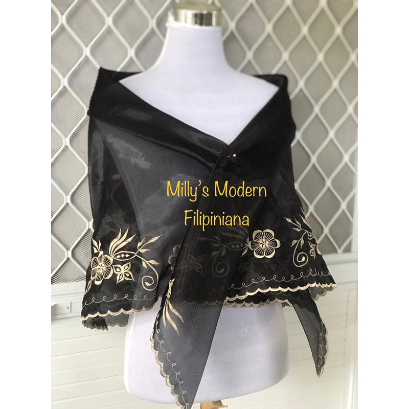 Modern Filipiniana lady shawl / balabal maria clara medium - 4xl ...