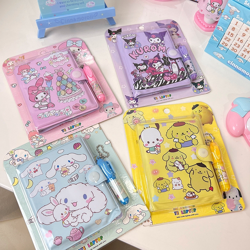 Sanrio Mini Cartoon Notebook Set PU material Notebook With Pen Student ...