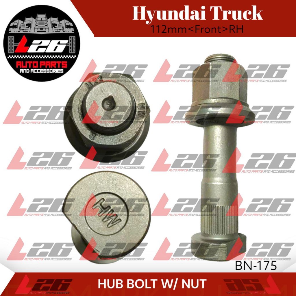 H.W. Hyundai Truck HUB BOLT & NUT Front RH BN-175 112mm | Shopee Philippines