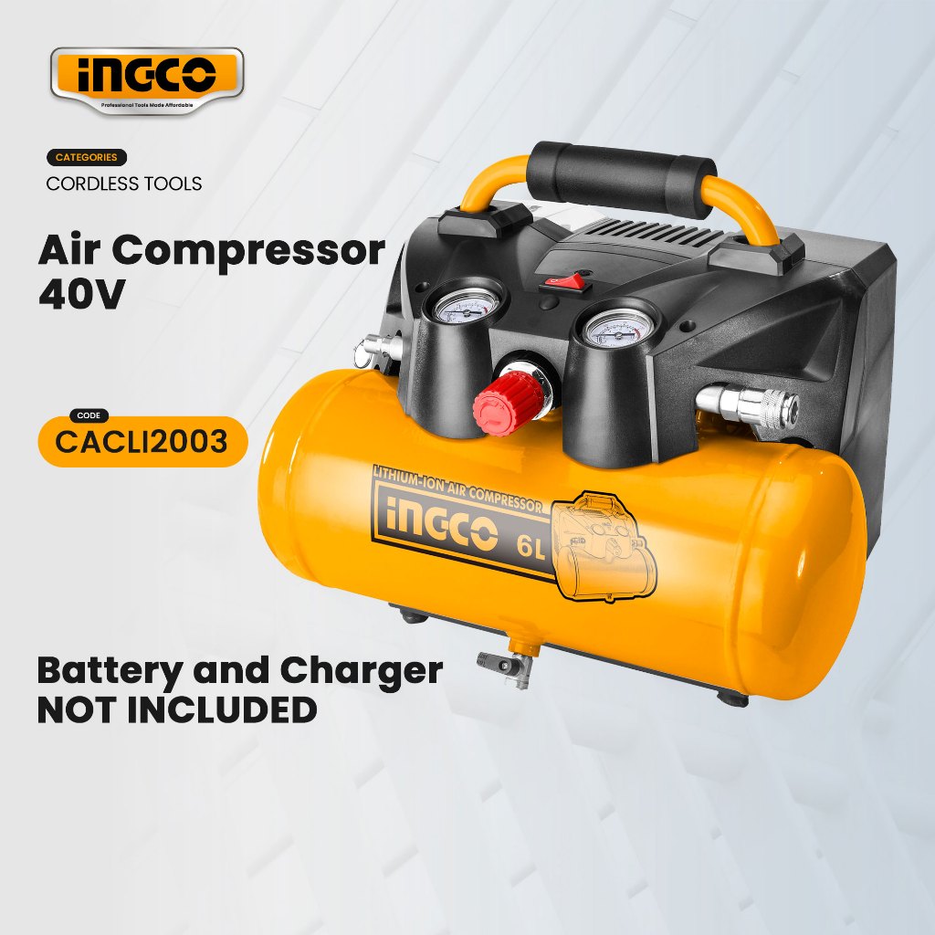 Ingco Lithium-Ion Cordless Air Tool Compressor Tire Inflator 40V 6L ...