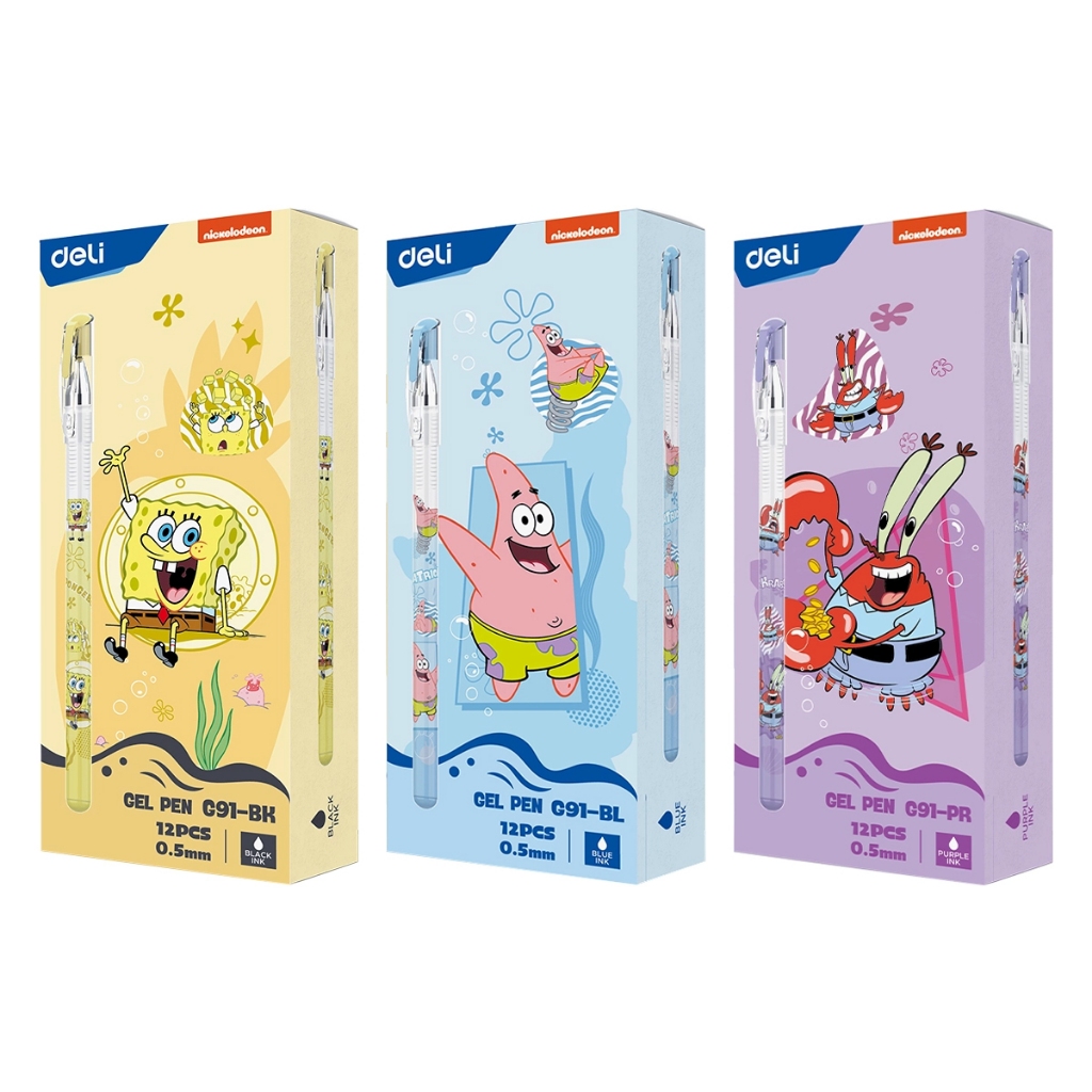 Deli G91 Spongebob Bullet Tip Gel Pen 0.5mm 12pcs/box | Shopee Philippines