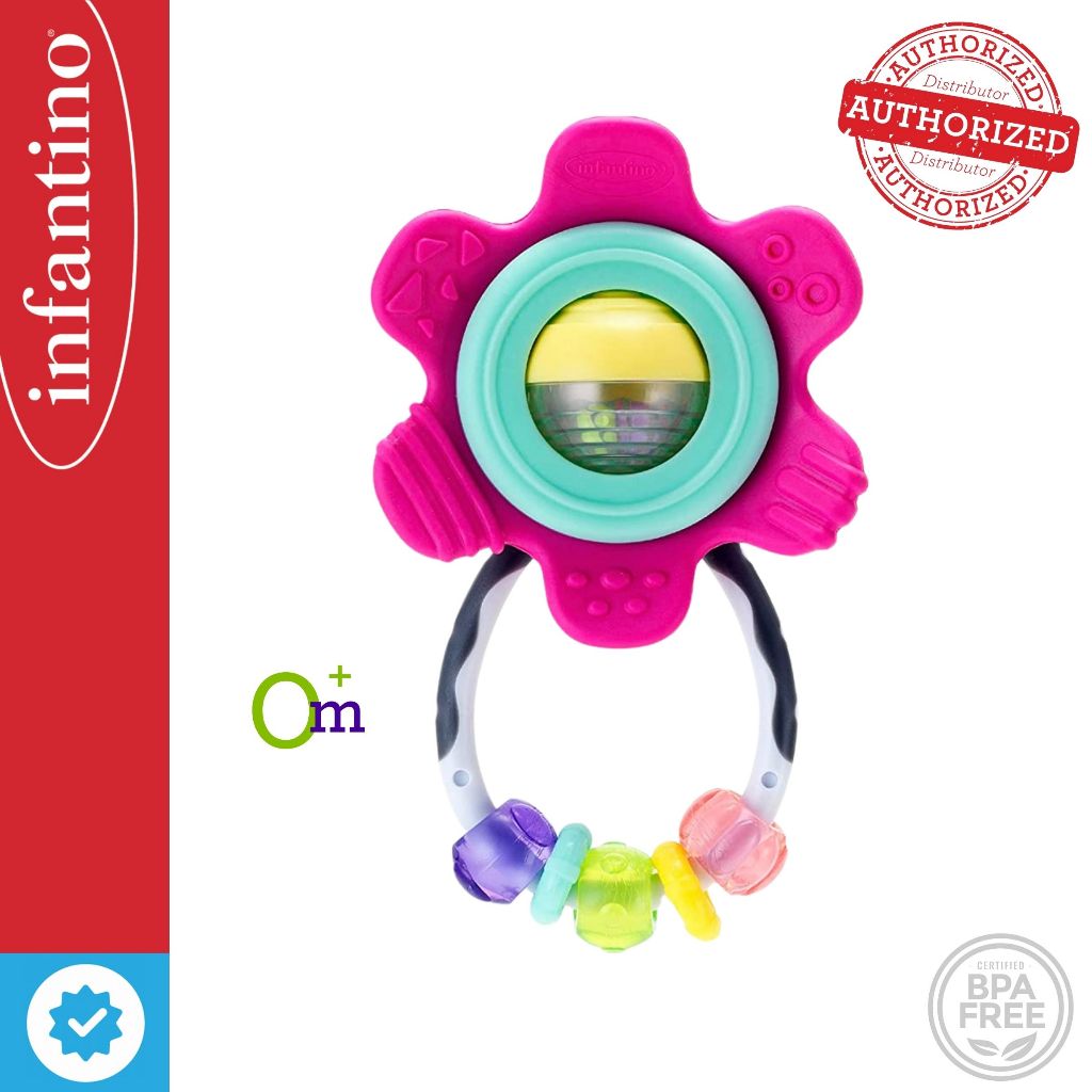 INFANTINO Spin & Rattle Teether™ - Bright Pink (BPA-Free) | | 0 months+ ...