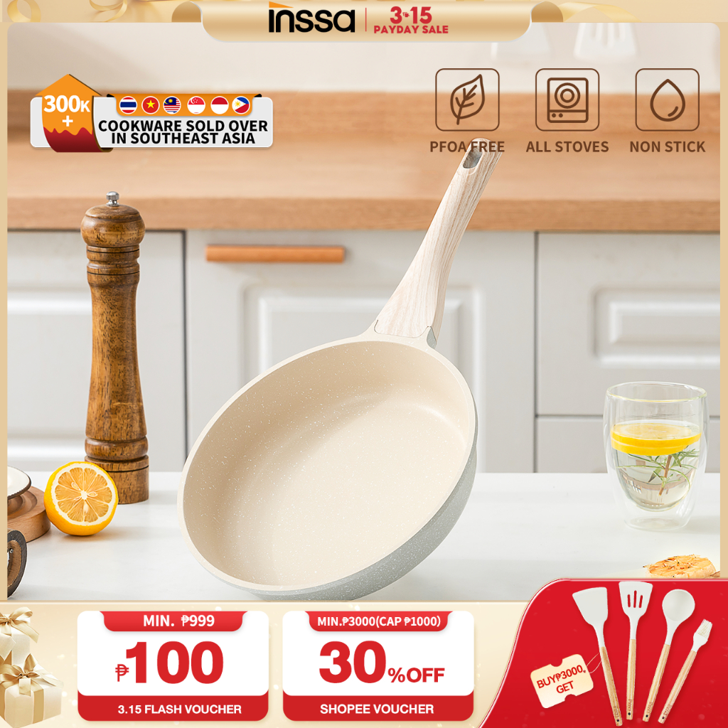 INSSA Non Stick Frying Pan Wok 24cm/26cm/28cm Cookware PFOA Free With ...