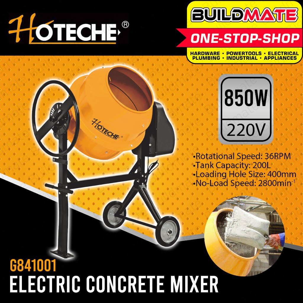 BUILDMATE Hotche 0.5HP 850W Electric Concrete Mixer 24" Inch Drum ...