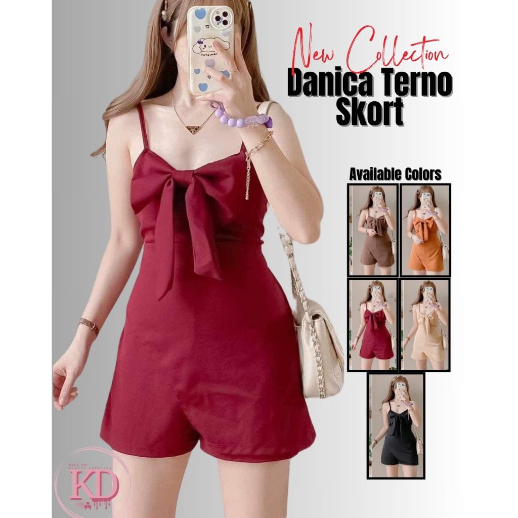 KD Danica Ribbon Skort Terno for Women Korean Fashion Summer OOTD strap tops and shorts | Shopee ...