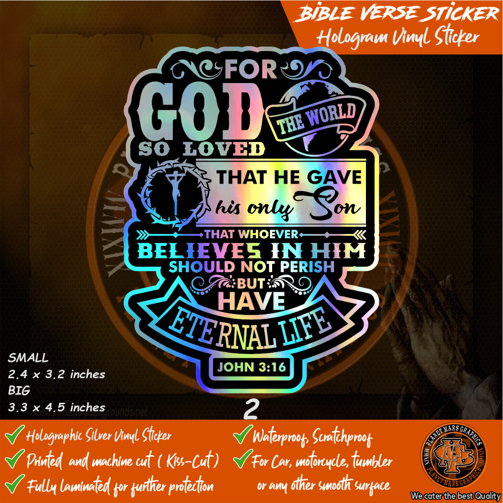 BIBLE VERSE STICKER RELIGIOUS HOLOGRAM DECAL FOR CAR MOTORCYCLE ANYWHRE ...