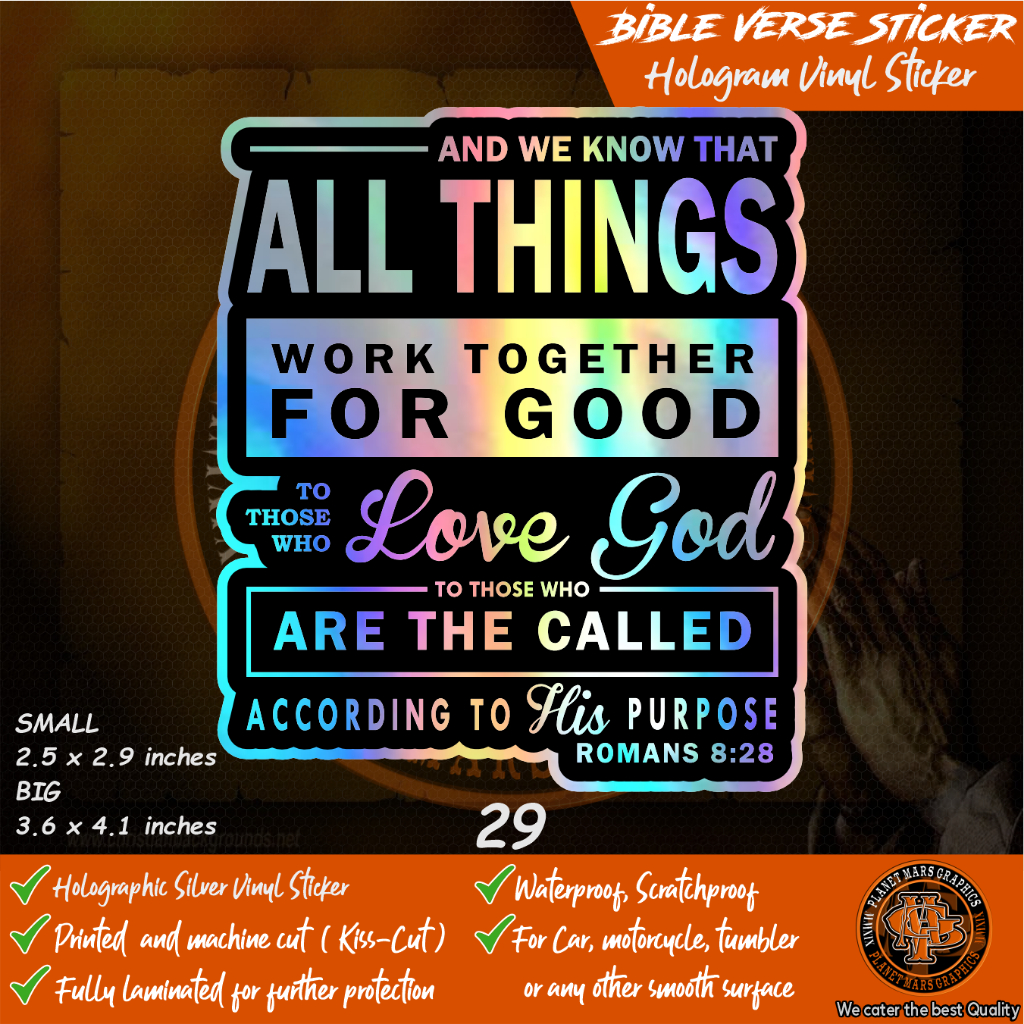 BIBLE VERSE STICKER RELIGIOUS HOLOGRAM DECAL FOR CAR MOTORCYCLE ANYWHRE ...