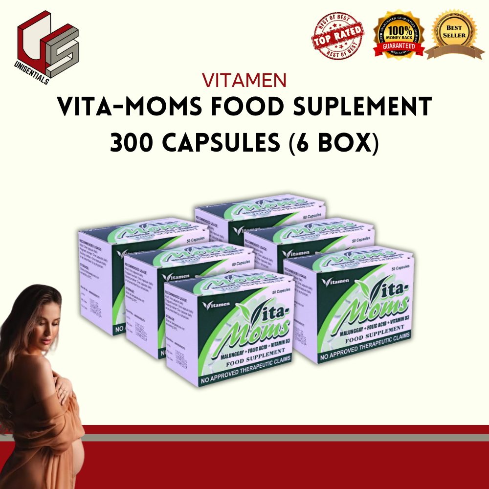 6 BOX | VITA-MOMS MALUNGGAY FOOD SUPPLEMENT by VITAMEN | With Folic ...