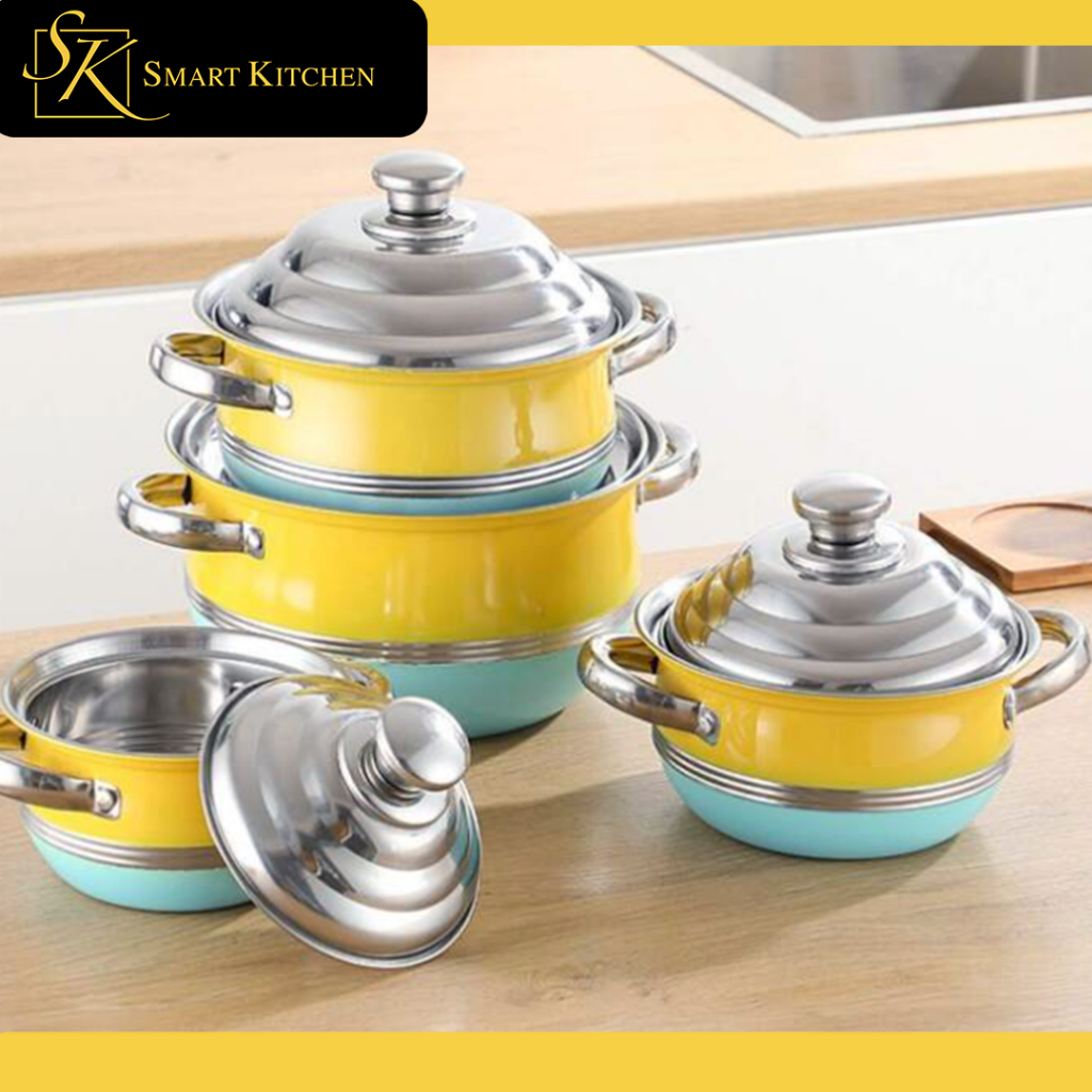 4pcs High Quality Colored Casserole Stainless Waven Cover Cooking-ware ...
