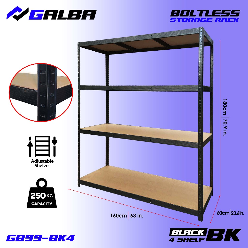 GALBA MEGA-SIZE Adjustable Boltless Steel Storage Rack MDF Shelving ...