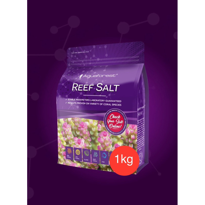 AQUAFOREST REEF SALT / SEA SALT 1kg repak (for 7gal +-) fish | Shopee ...