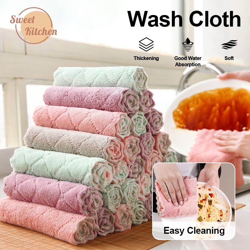 1PCS Kitchen Wash Cloth Microfiber Cotton Towel Auto Cleaning Drying ...