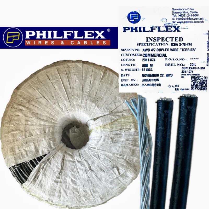 Locally Made PHILFLEX ACSR Service Drop Wire TRIPLEX AWG4/7 x PER 10 ...
