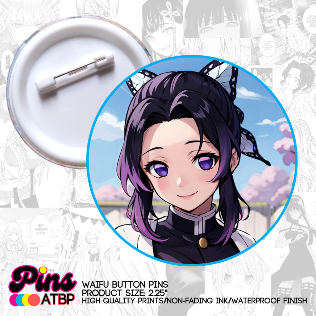 Shinobu Kocho Demon Slayer 2.25" Waifu Button Pin - Pins ATBP | Shopee ...