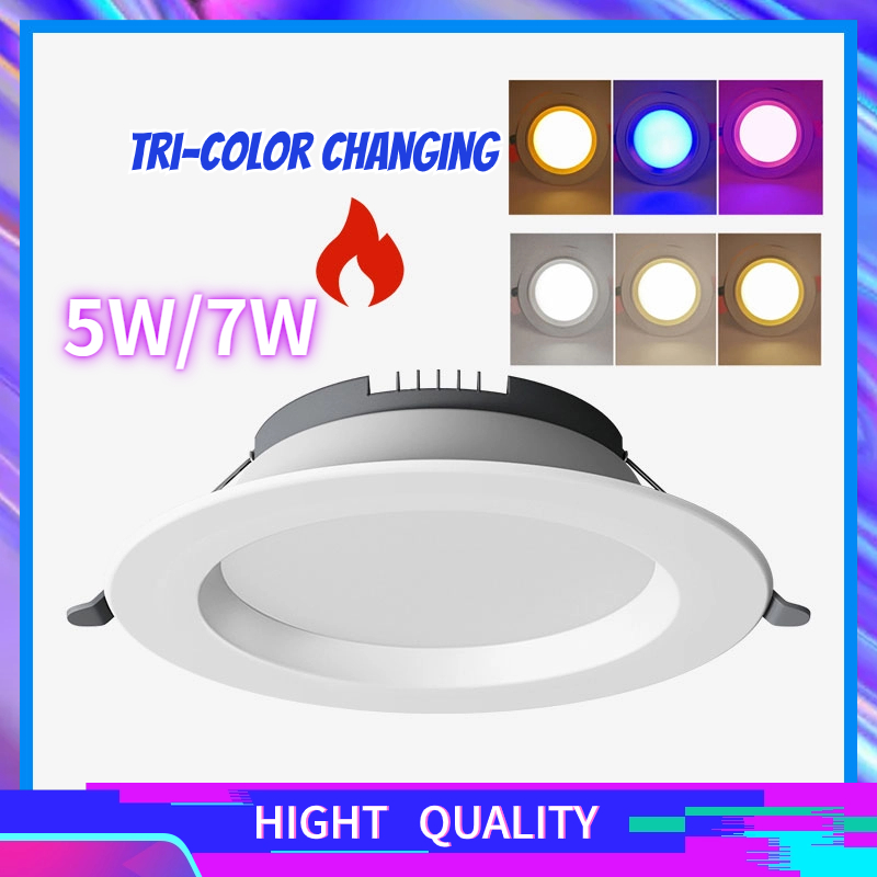 Pin Light LED Panel Light Tri-color Downlight Round Ceiling Light ...