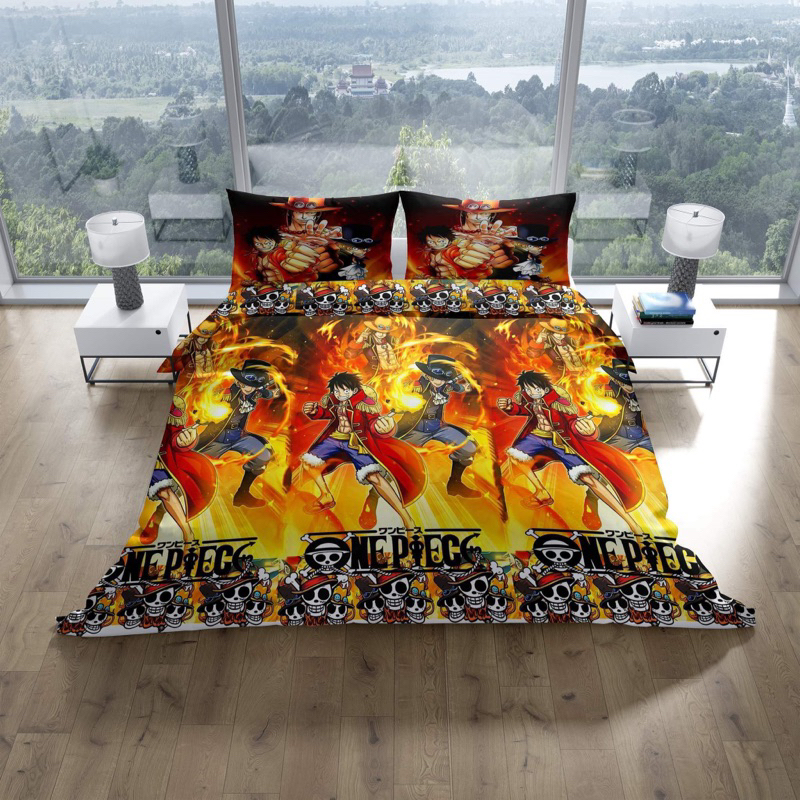 ONE PIECE ACE LUFFY SABO Bedsheet Fully Garterized with 2PillowCase ...
