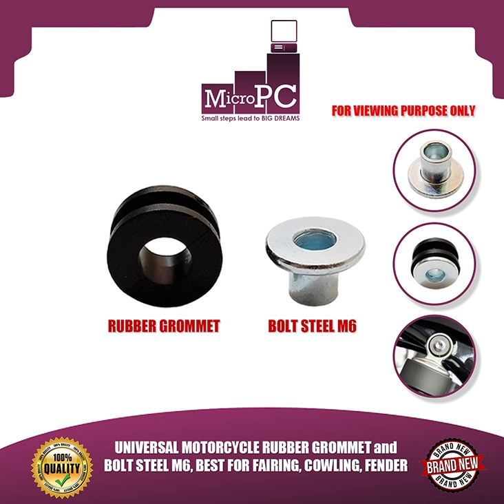 MICRO PC UNIVERSAL MOTORCYCLE RUBBER GROMMET and BOLT STEEL M6, BEST ...