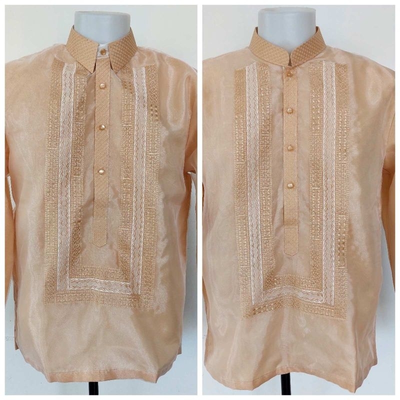Men's modern Barong tagalog moccah Geena lining(random burda) | Shopee ...