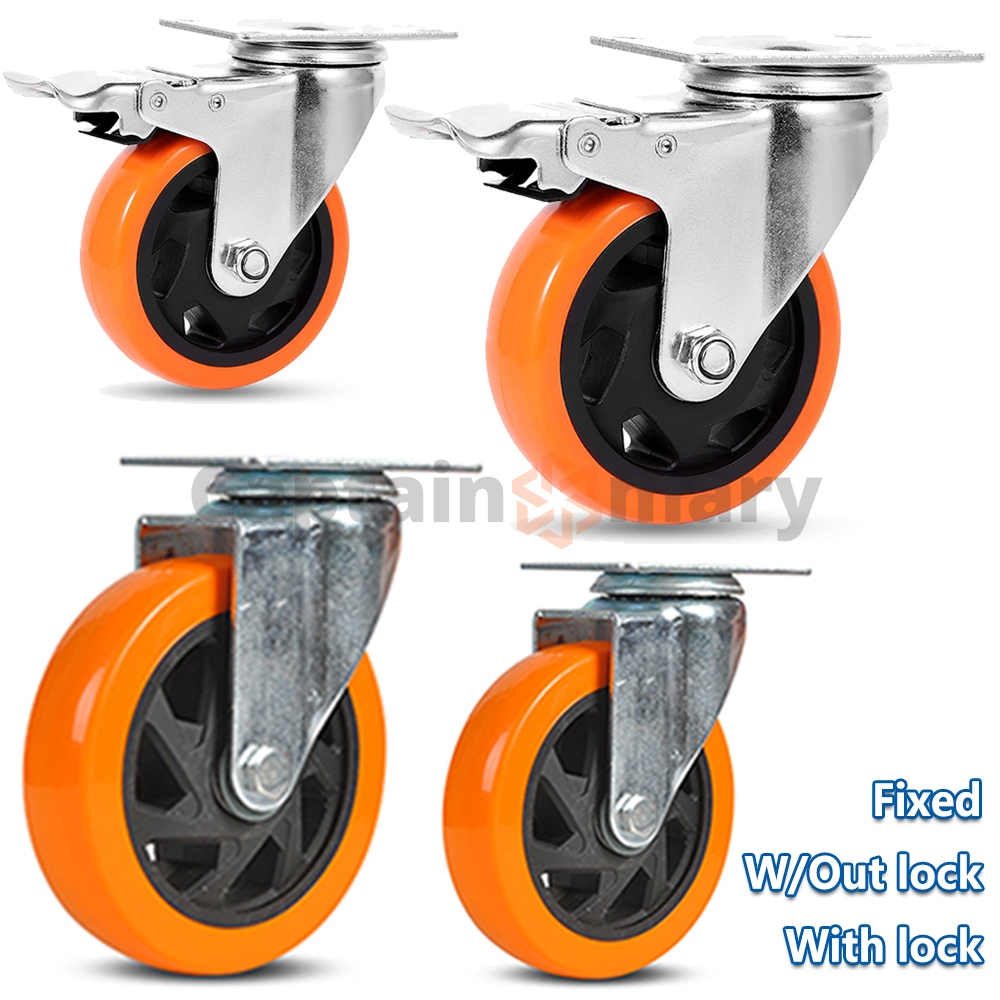 Orange caster wheel push cart wheel heavy duty Sizes 3" 4" 5" Fixed ...