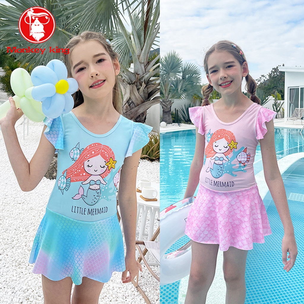 MONKEY KING Girls Swimsuit Kids One Piece Print Summer fast drying ...