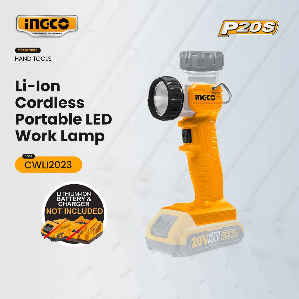Ingco 20V Li-Ion Cordless Work Lamp Emergency Light Flashlight NO ...