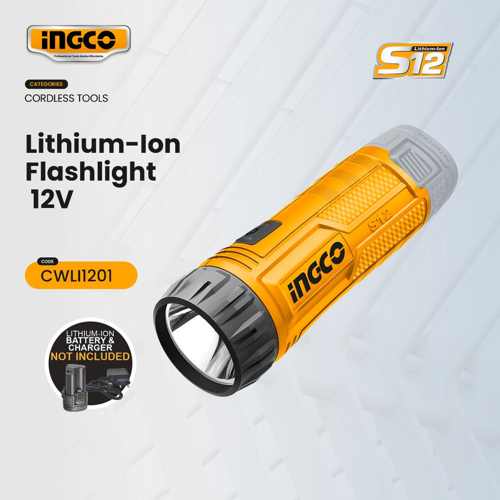 Ingco CWLI1201 S12 Lithium-Ion Flashlight 12V Bare Tool (UNIT ONLY) _CT ...