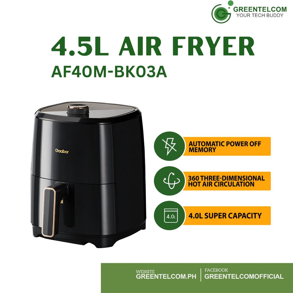 Gaabor Air Fryer 4.5L with 8 Pre-sets Menu, Large Capacity, Non- Stick ...