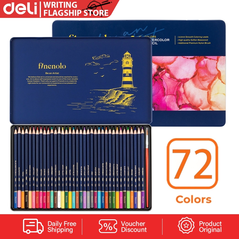 Finenolo by Deli Color Pencil 24/48/72 Colors Water-Soluble Colored ...