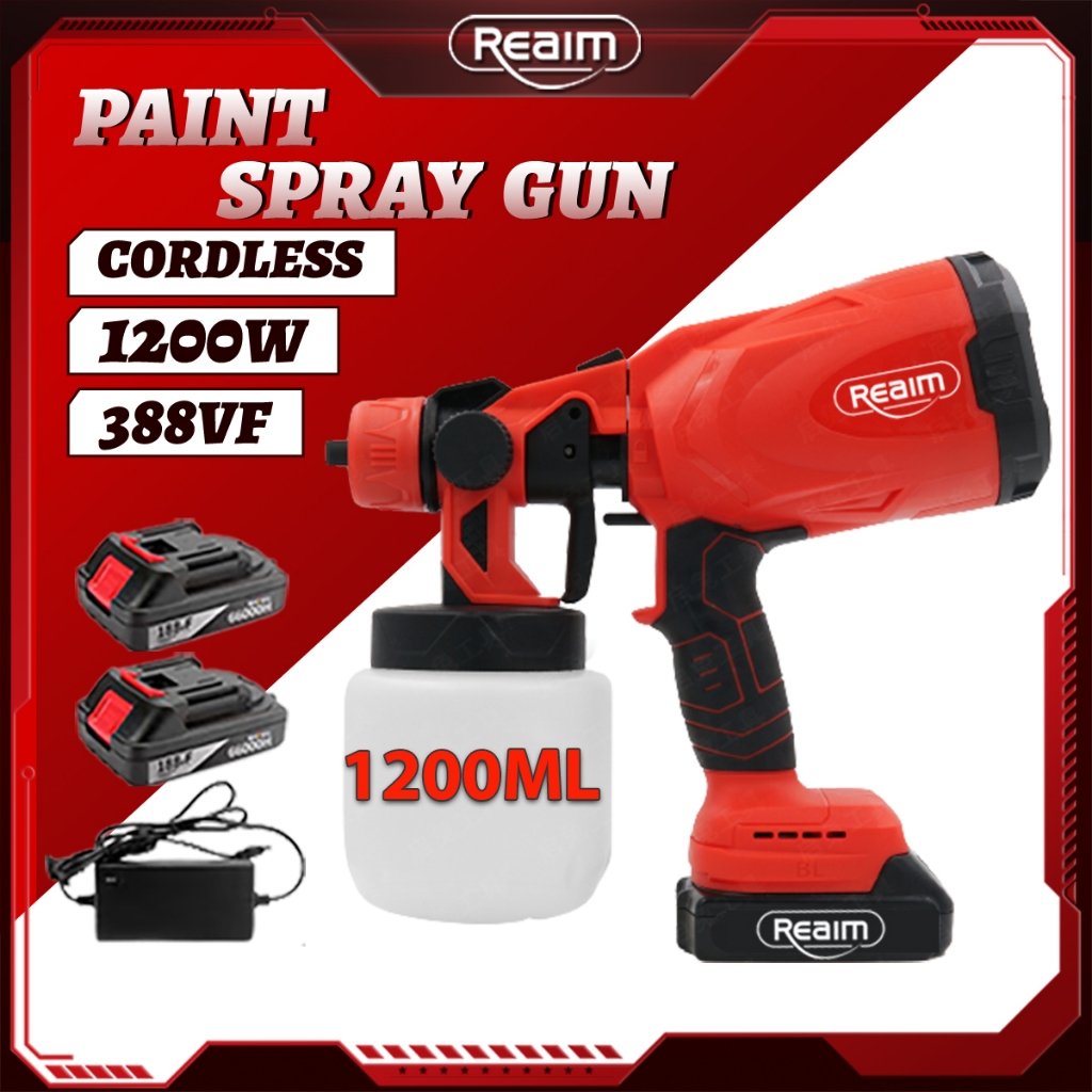 REAIM Cordless Paint Spray Gun for Paint Sprayer Portable Electric High ...