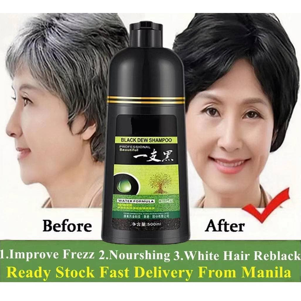 500ML Herbal Hair Dye Shampoo Black Color Shampoo | Shopee Philippines