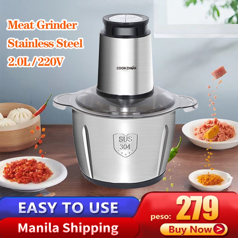 2L Electric Stainless Steel Meat Grinder Home Cooking Machine food processor multi function ...