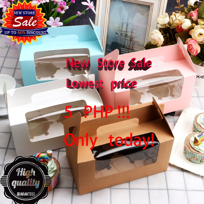 Cup cake pastry packaging Gift box transparent window with handle and ...