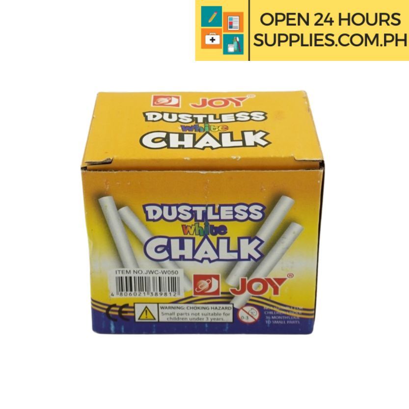 Joy Chalk JOY Dustless White Chalk 1 Big Box 50 Or 100 Pcs. | Shopee ...