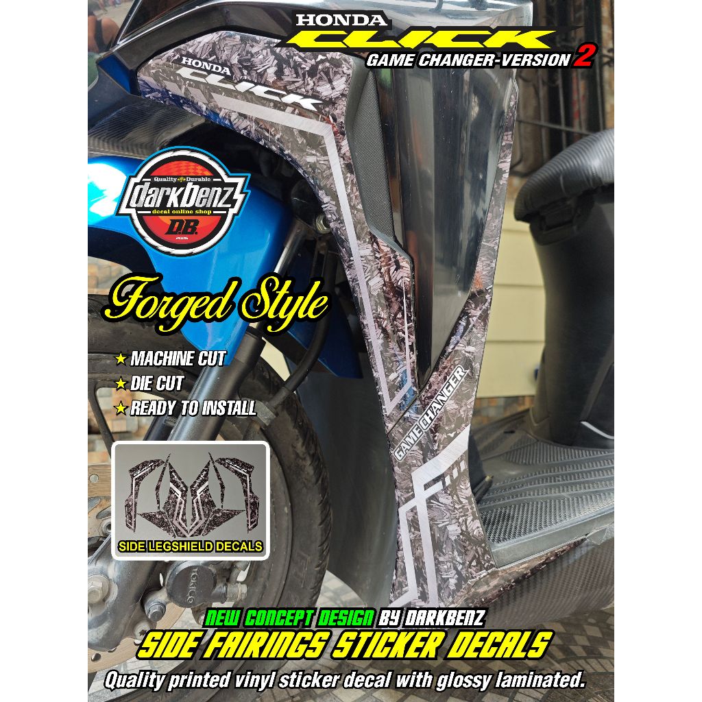 Honda Click Version 2 New Front Side Set Cowling Printed Sticker Decal ...