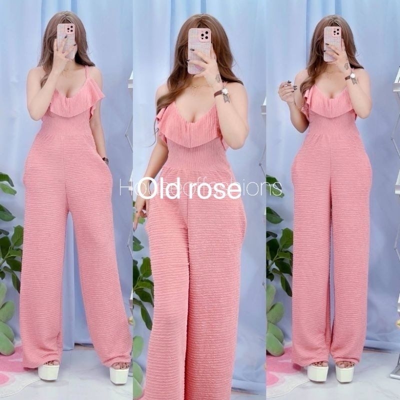 ROSIE V LINE RUFFLE STRING JUMPSUIT BY:HOUSEOFFASHIONS | Shopee Philippines