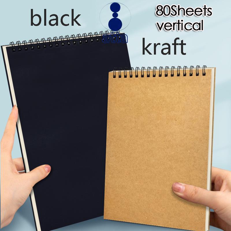 Portable Vertical Spring Notebook 80Sheets Thick Kraft Paper Notepad ...
