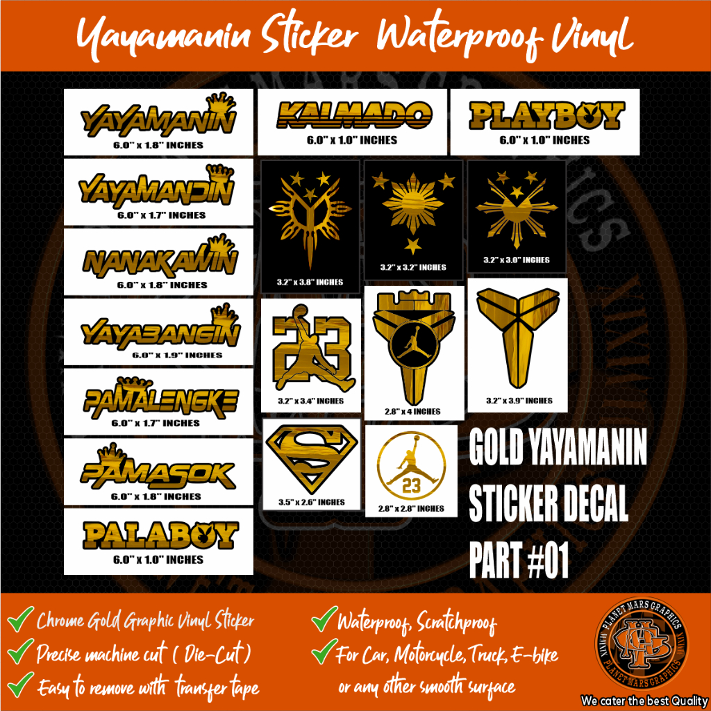 GOLD YAYAMANIN STICKER DECAL PART#01 | Shopee Philippines