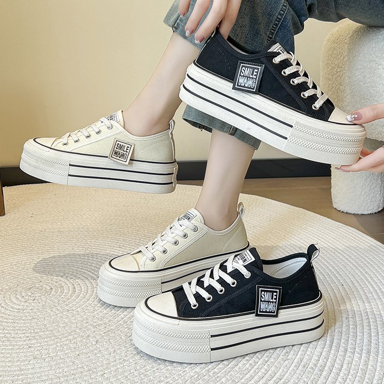 「KAEVE」2024 korea canvas low cut sneakers chunky shoes for women school ...