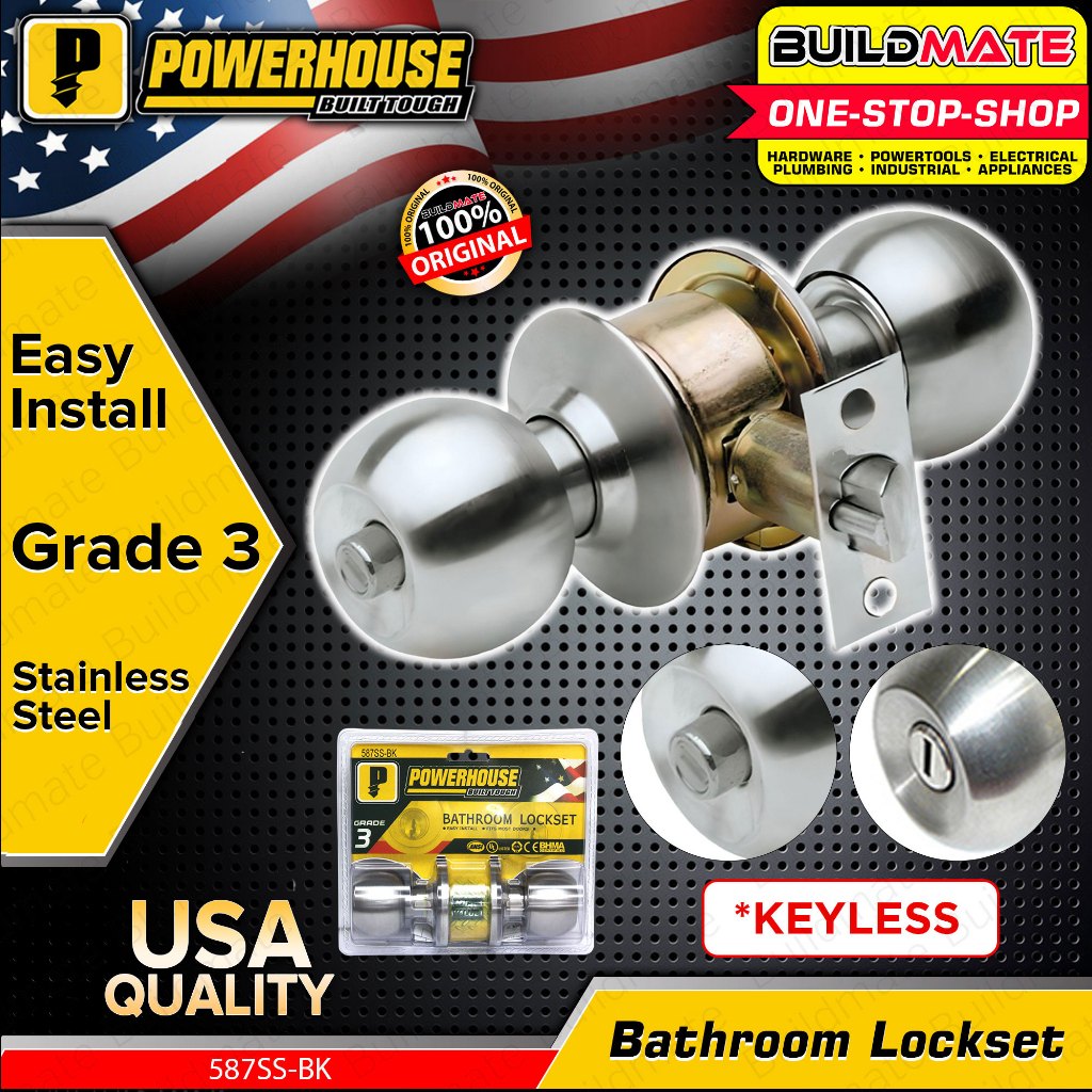 BUILDMATE Powerhouse PRO SERIES Cylindrical Bathroom Lockset No Key ...